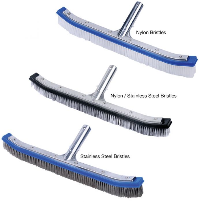 18" Curved Aluminum Back Pool Brushes - LIFEGUARD OUTLET